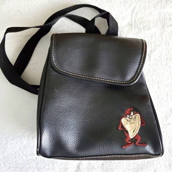 Warner Bros. | Bags | Vintage Taz Black Leather Backpack Small | Poshmark